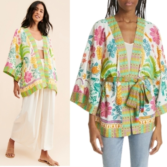FARM Rio | Tops | New Farm Rio Fruits Scarves Queen Linen Blend Kimono ...
